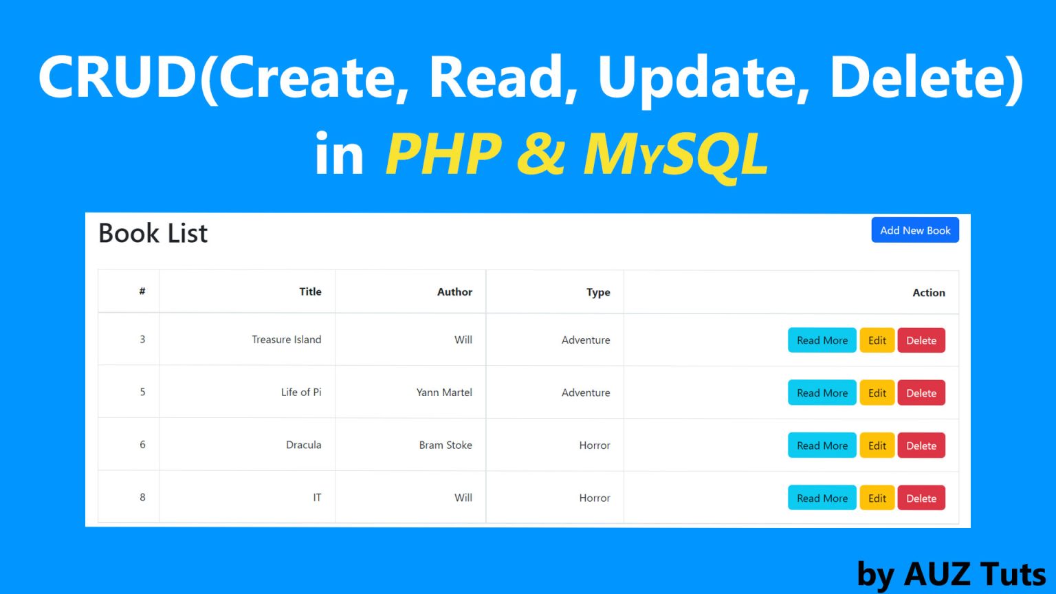 CRUD Operations In PHP MySQL With Book List Project Create Read 